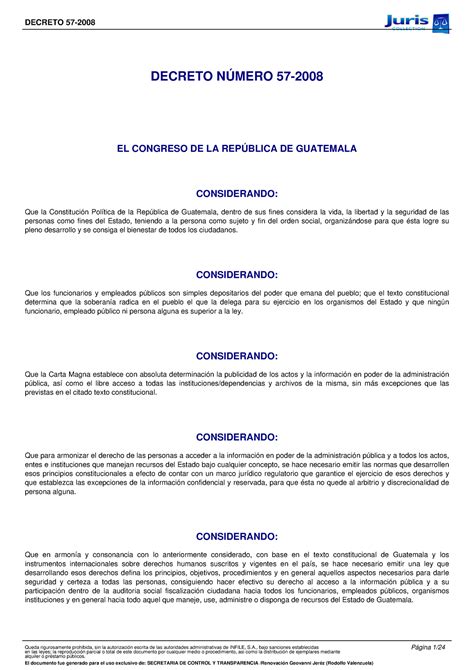 Ley de acceso a la información pública DECRETO NÚMERO 57 EL CONGRESO