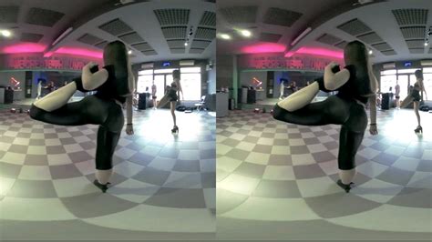 VR180 3D Video Girls Having Fun At Dance Studio Legs Warm Up