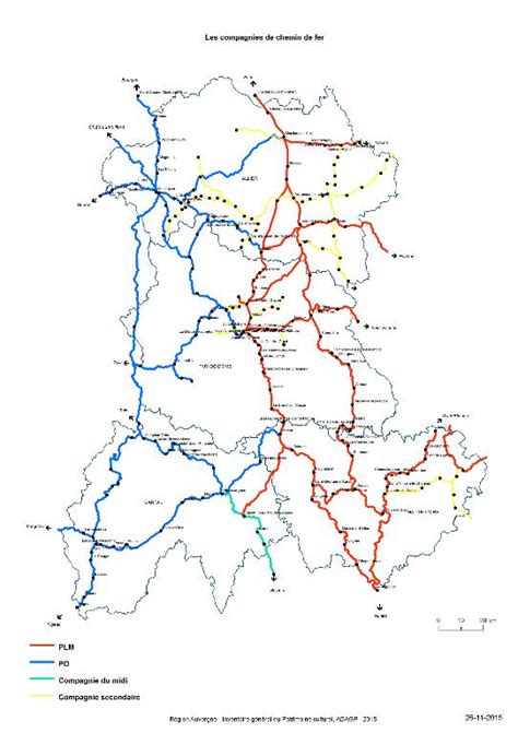 Le réseau ferré en Auvergne Carte de l implantation des grandes