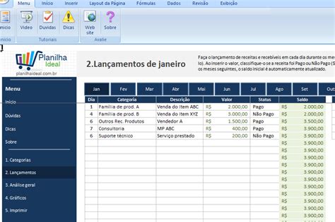 Planilha De Contas A Receber