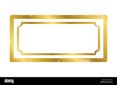 Gold Shiny Glowing Vintage Rectangle Frame With Shadows Isolated On