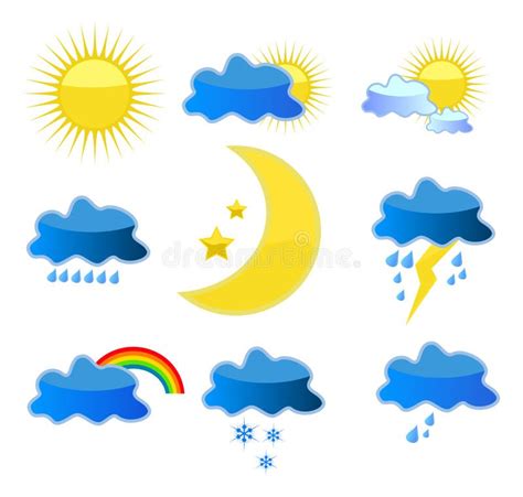 De Pictogrammen Van Het Weer Vector Illustratie Illustration Of Heet