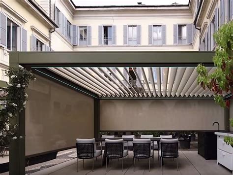 Pergola Bioclimatica A Lamelle Orientabili Opera Pratic Autoportante
