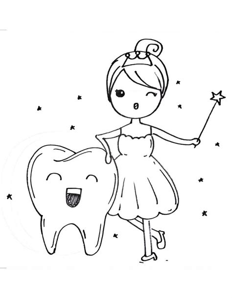 Free Tooth Fairy Drawing Coloring Page