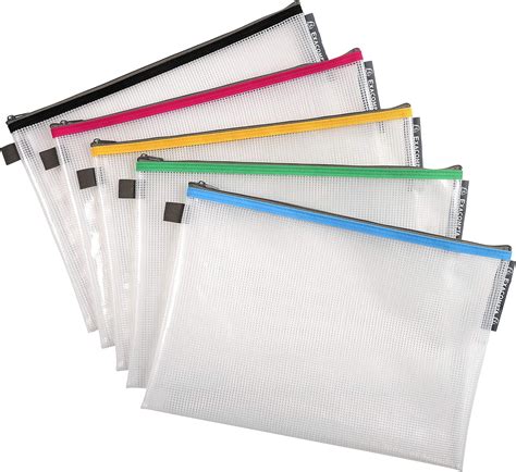 Exacompta Réf 34150E Pochettes zippées transparentes en maille