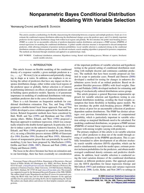 pdf nonparametric bayes conditional distribution modeling with variable selection