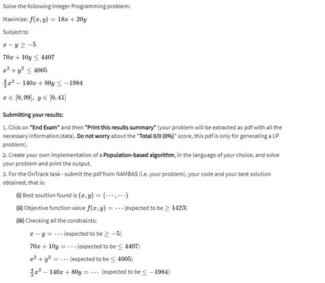 solve the following integer programming problem