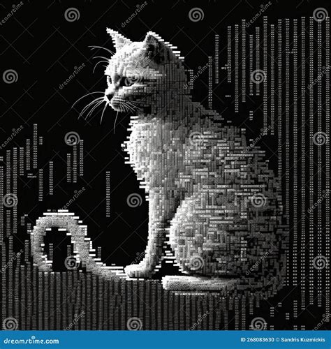 Arte Ascii De Un Gato Ai Generativo Stock de ilustración Ilustración