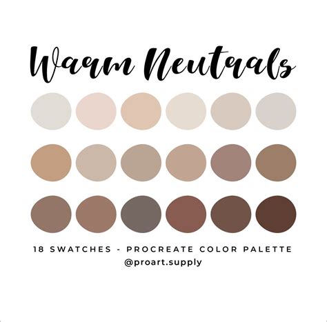Warm Neutrals Procreate Color Palette Hex Codes Beige Brown For Ipad