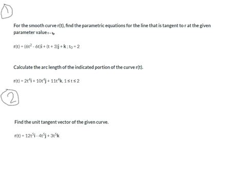 solved for the smooth curve r t find the parametric