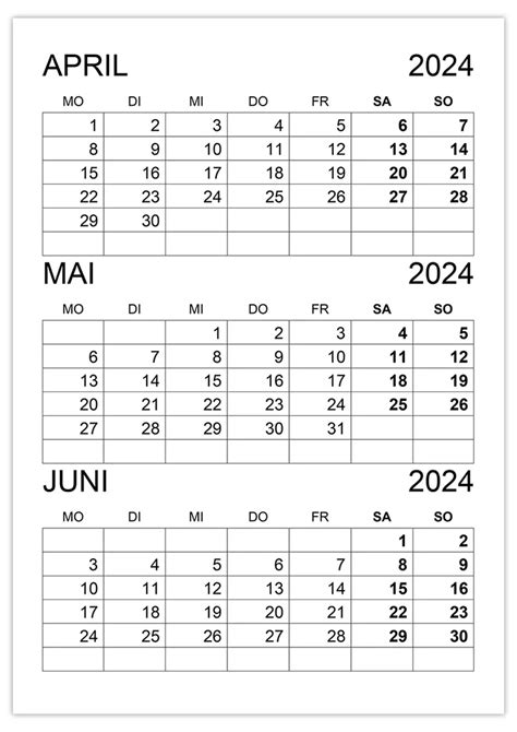 Kalender 2024 April Mai Image To U