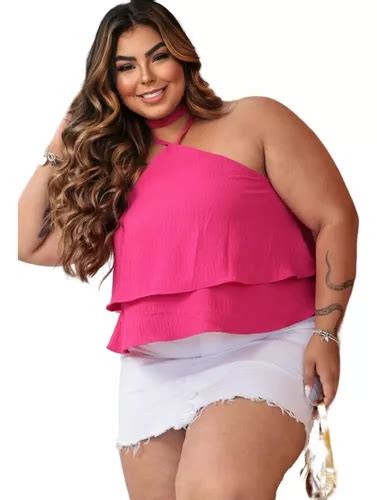 Cropped Bata Blusa Ciganinha Alça Babado Amarrar Plus Size MercadoLivre