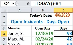 Excel How To Subtract Dates From Today S Date