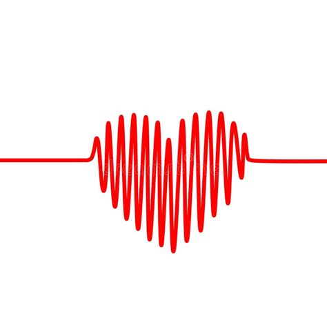 Red Heartbeat Line In A Shape Of Heart On White Background Vector