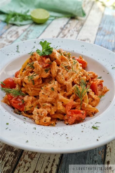 Creamy Tomato Salmon Pasta Lovethatbite