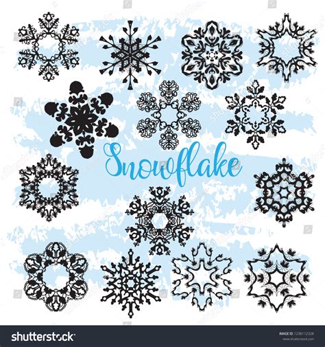 Frozen Snowflake Clipart Black Color Winter Stock Vector Royalty Free