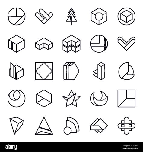 Formas Geom Tricas Y Abstractas D Estilo De L Nea Icono Conjunto De