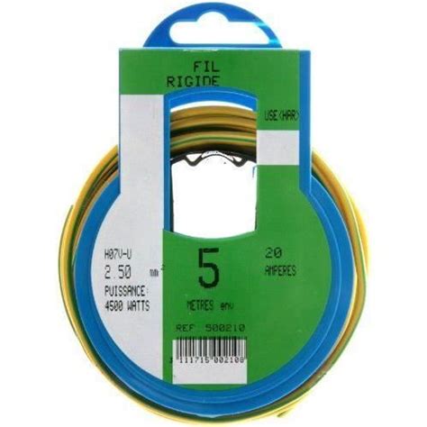 PROFIPLAST Couronne de câble HO7V U 2 5 mm2 Vert et Jaune Cdiscount