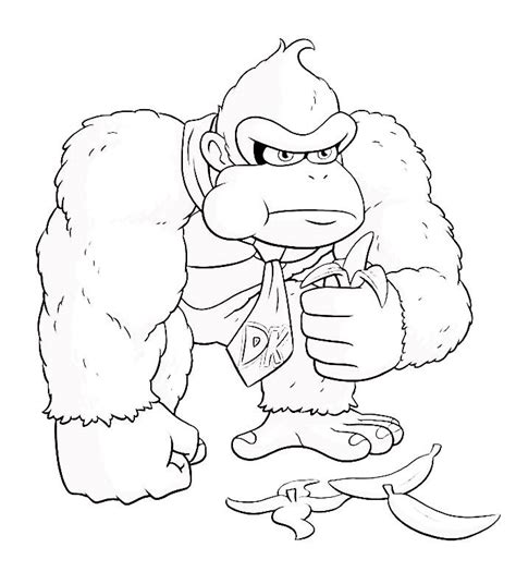 Donkey Kong Eating Bananas Coloring Page