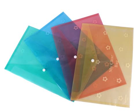 Golden Polypropylene Semi Transparent Button File Folder For Office