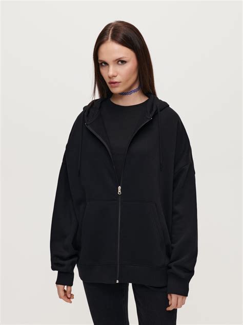 Rozpinana Bluza Z Kapturem Oversize Czarna HOUSE 9518T 99X