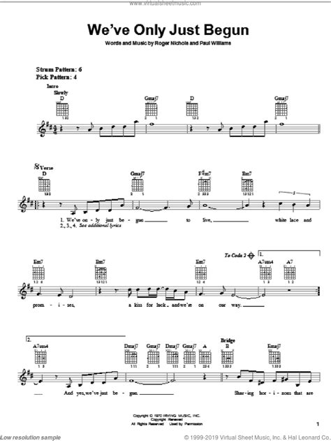 Carpenters We Ve Only Just Begun Sheet Music Easy For Guitar Solo