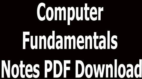 computer fundamentals notes pdf download