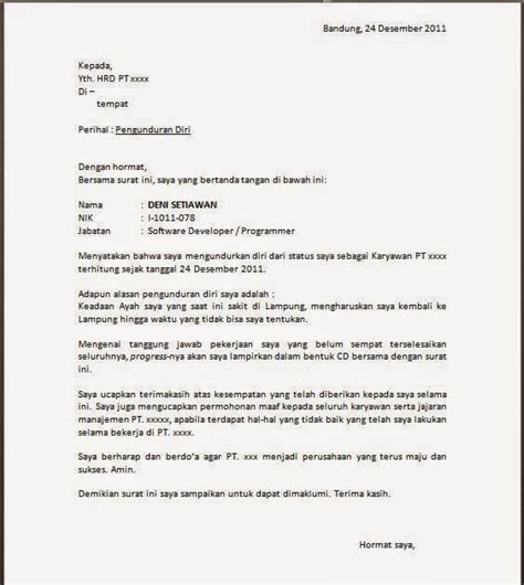 Contoh Surat Pengunduran Diri Resign Yang Baik Dan Jelas Lengkap