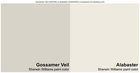 Sherwin Williams Gossamer Veil Vs Alabaster Color Side By Side