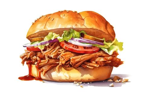 Premium AI Image Pulled Pork Sandwich Illustration Food Illustration