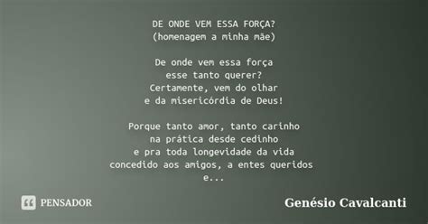 DE ONDE VEM ESSA FORÇA homenagem a Genésio Cavalcanti Pensador