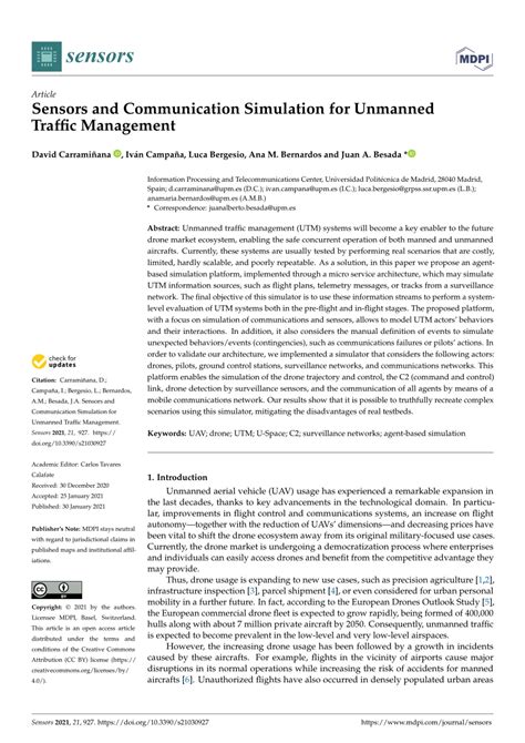 pdf sensors and communication simulation for unmanned traffic management