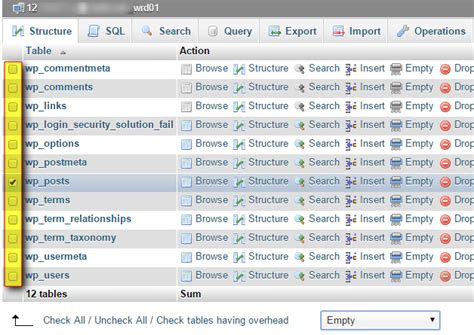 how to truncate mysql tables in siteworx nexcess