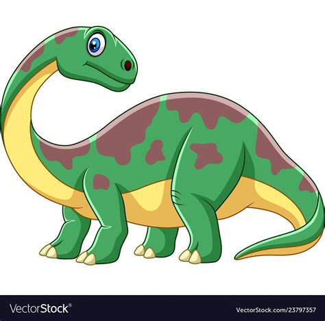 Cartoon Brontosaurus Isolated On White Background Vector Image On