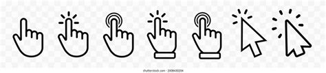 Vector Hand Cursors Icons Click Set Stock Vector Royalty Free