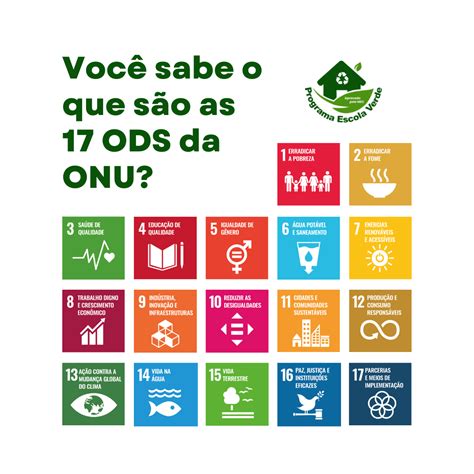 VOCÊ SABE O QUE SÃO AS 17 ODS DA ONU Programa Escola Verde