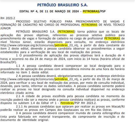 Concurso Petrobras 2024 Quais Os LOCAIS De Prova Consulte Aqui