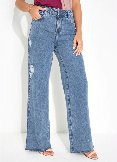 Cal A Jeans Wide Leg Barra A Fio Sawary Sawary Jeans