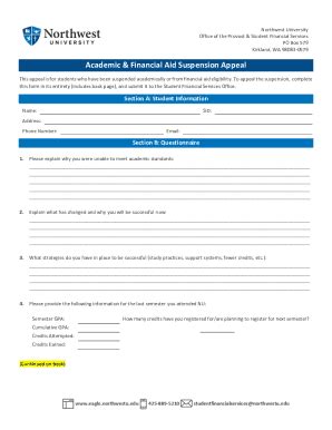Fillable Online Eagle Northwestu Academic Financial Aid Suspension