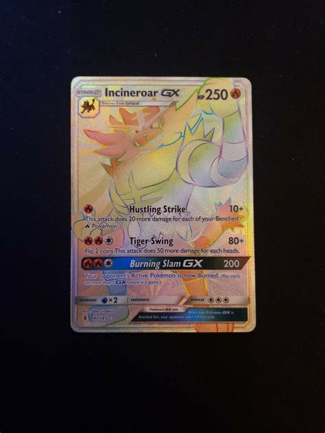 Pokemon Incineroar GX 147 145 Rainbow Secret Rare Guardians Rising Near