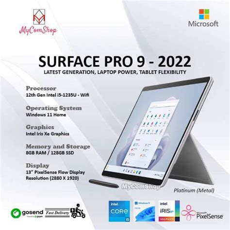 Jual Microsoft Surface Pro 9 I5 1235u 8gb Ram 128gb Ssd 13 Inch Di