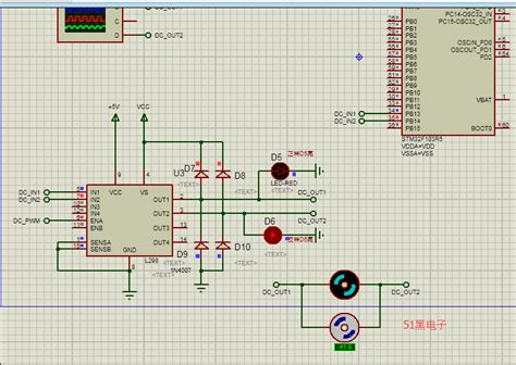stm32f103直流电机pwm调速proteus仿真程序 驱动为l298n stm32 8
