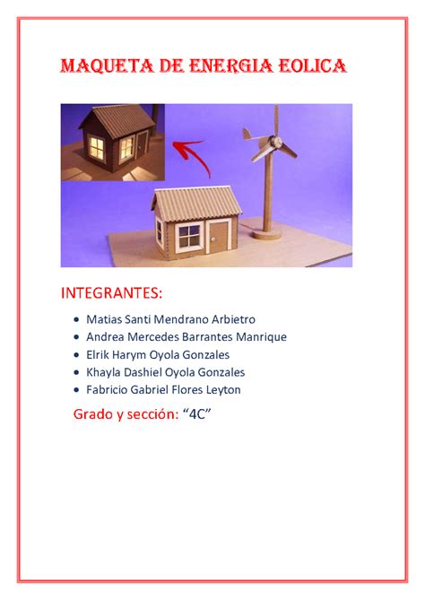 Maqueta De Energia Eolica Maqueta De Energia Eolica Integrantes