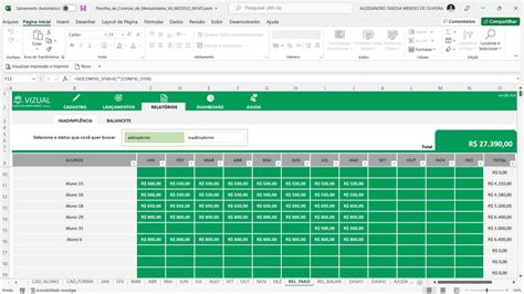 Planilha De Controle De Mensalidades Em Excel 6 0 Vizual Planilhas