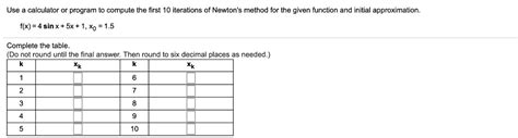 solved use calculator or program to compute the first 10 iterations of newton s method for the