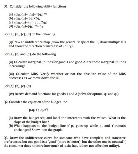 solved q1 consider the following utility functions 3 5 b