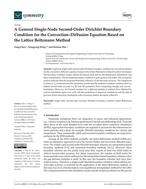 pdf a general single node second order dirichlet boundary condition for the convection