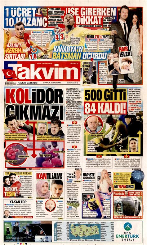 Takvim Gazetesi Takvim Manşet Oku Haberler 21 Aralık 2023