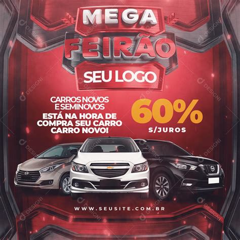 Mega Feirão Carros Novos e Seminovos Social Media PSD Editável