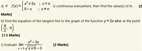 solved x 2 3x f x x n a if f x is continuous everywhere then find the value s of n